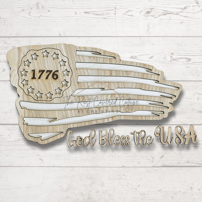 Betsy Ross Flag Wood Kit – “God Bless the USA” Patriotic DIY Decor ...