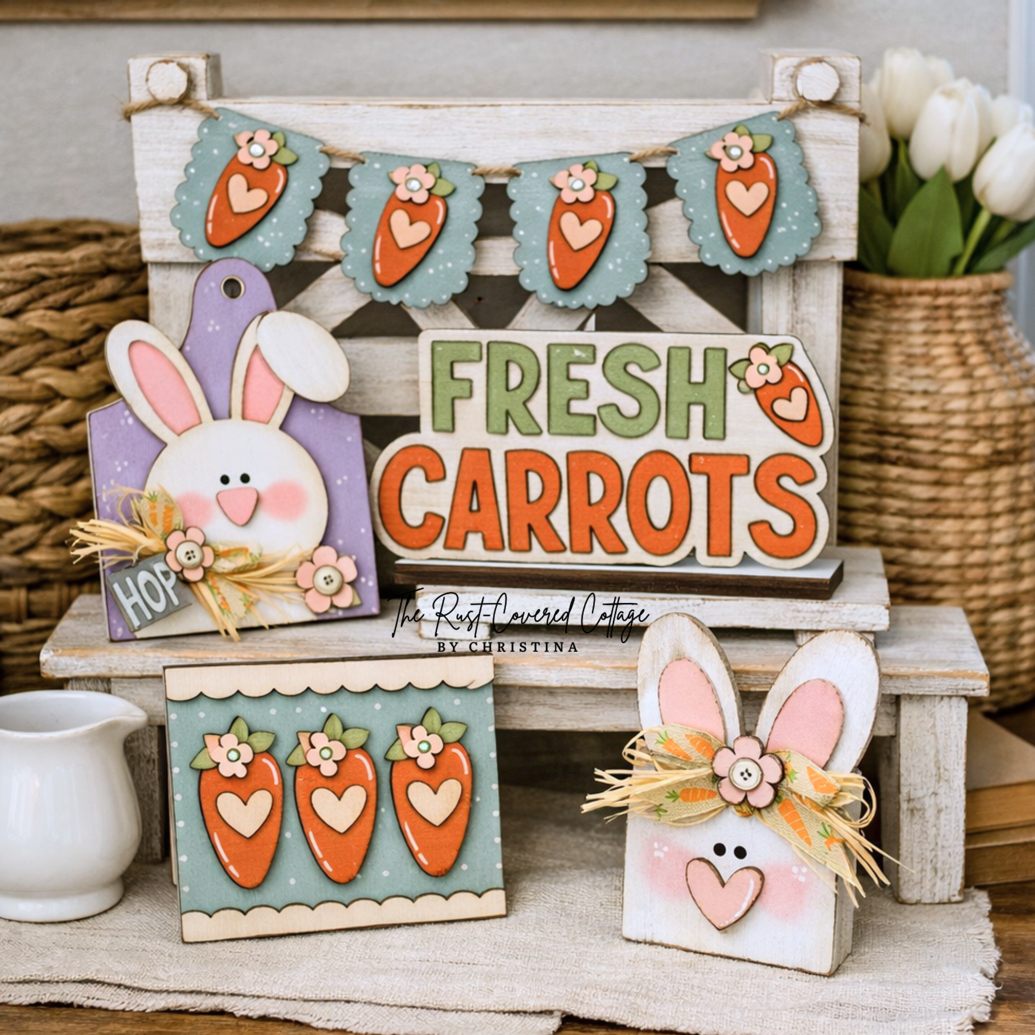 Bunny & Carrot Decor Set | Fresh Carrots Easter Kit – The Rust-Covered ...