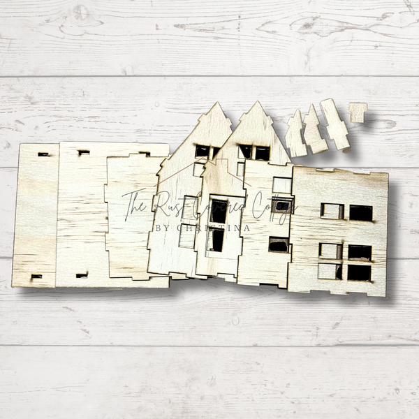 Village Houses - Set of 3 - DIY Wood Decor – The Rust-Covered Cottage, LLC