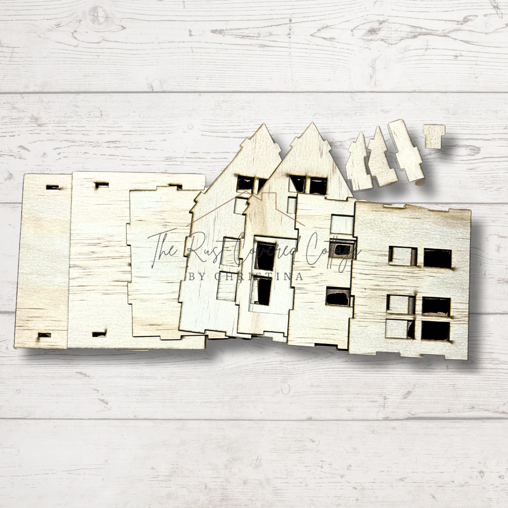 Village Houses - Set of 3 - DIY Wood Decor – The Rust-Covered Cottage, LLC