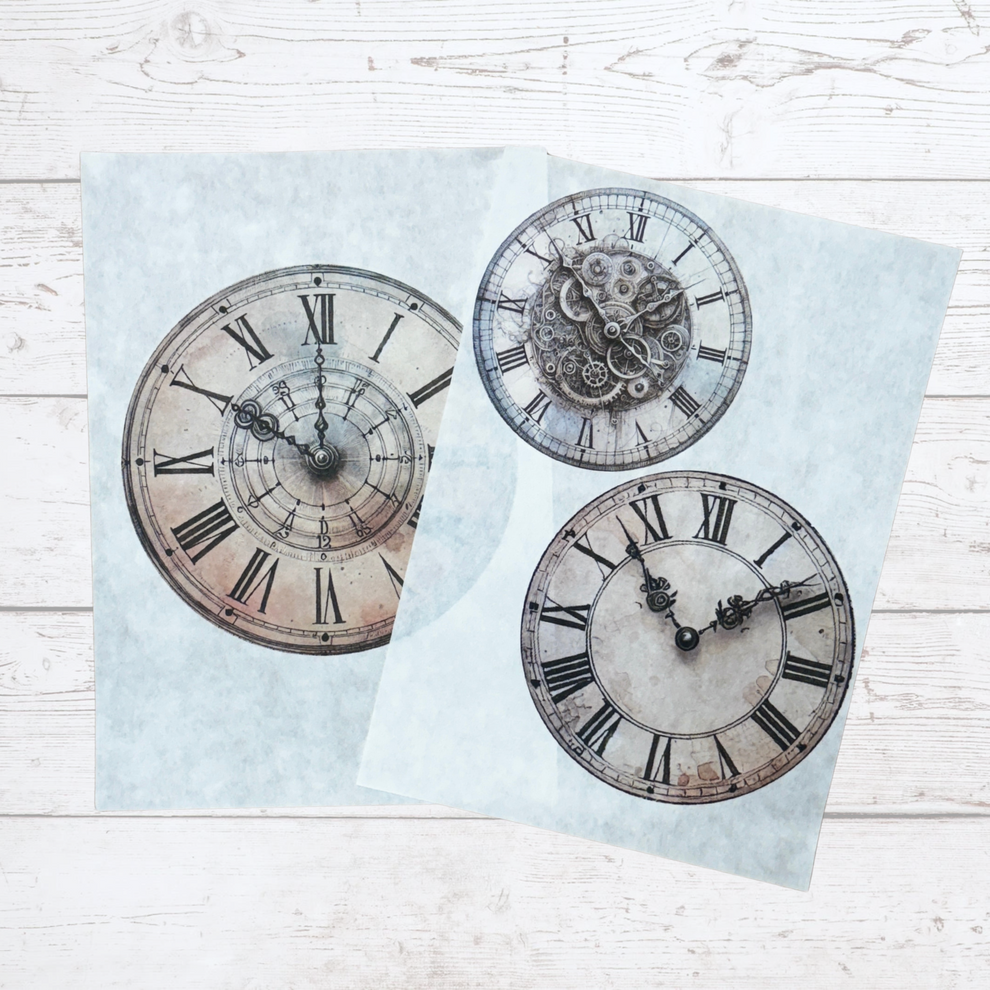 Vintage Clock Faces Trio – DIY Birch Wood Kit with Stands & Digital Pr ...