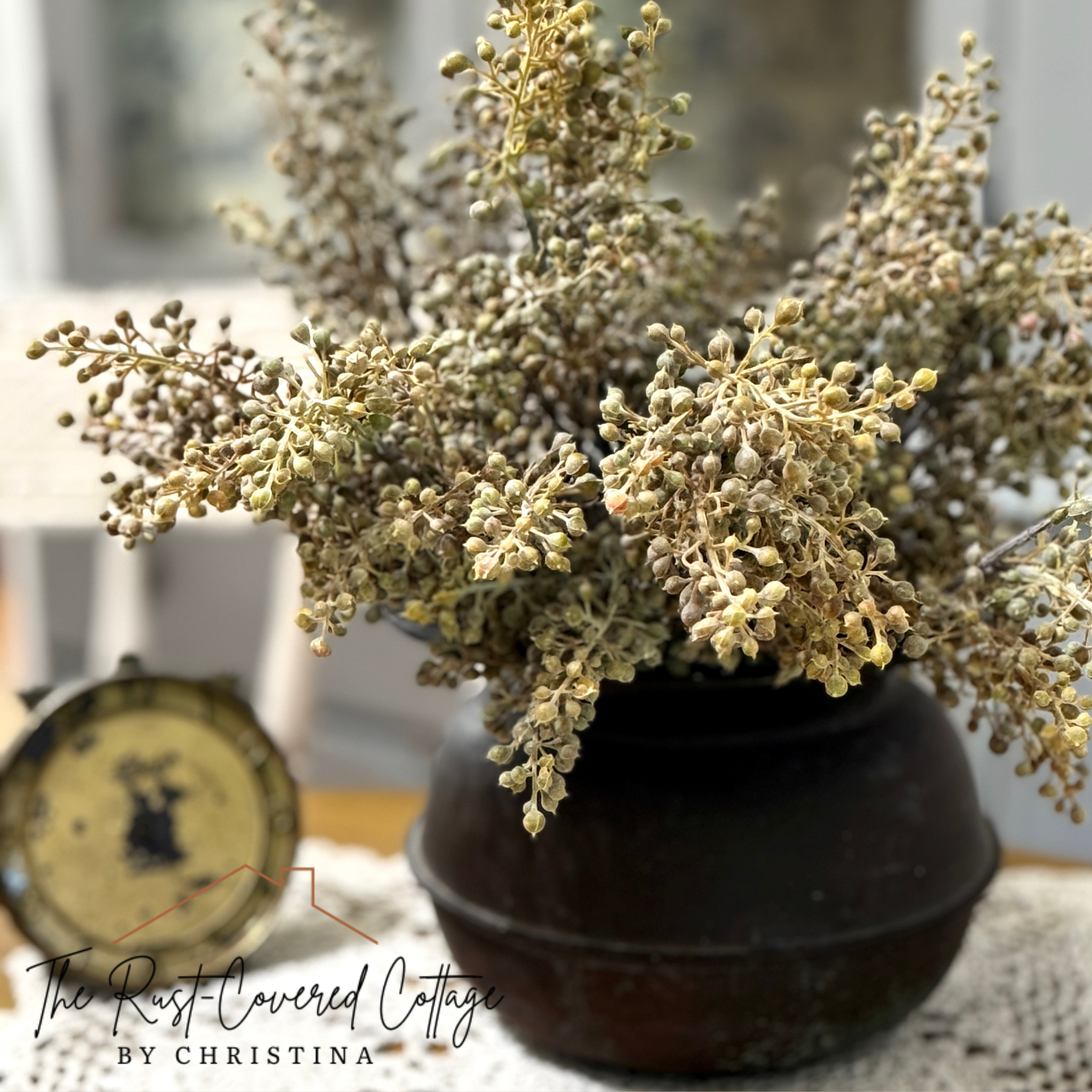 Dusty Berry Bush | Rustic Faux Stem Décor – The Rust-Covered Cottage ...