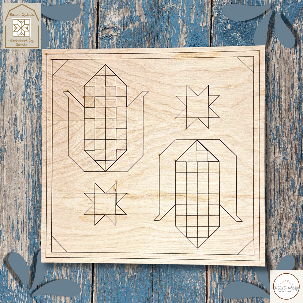 Harvest Corn Quilt Block | Laser Cut Wood Kit – The Rust-Covered ...