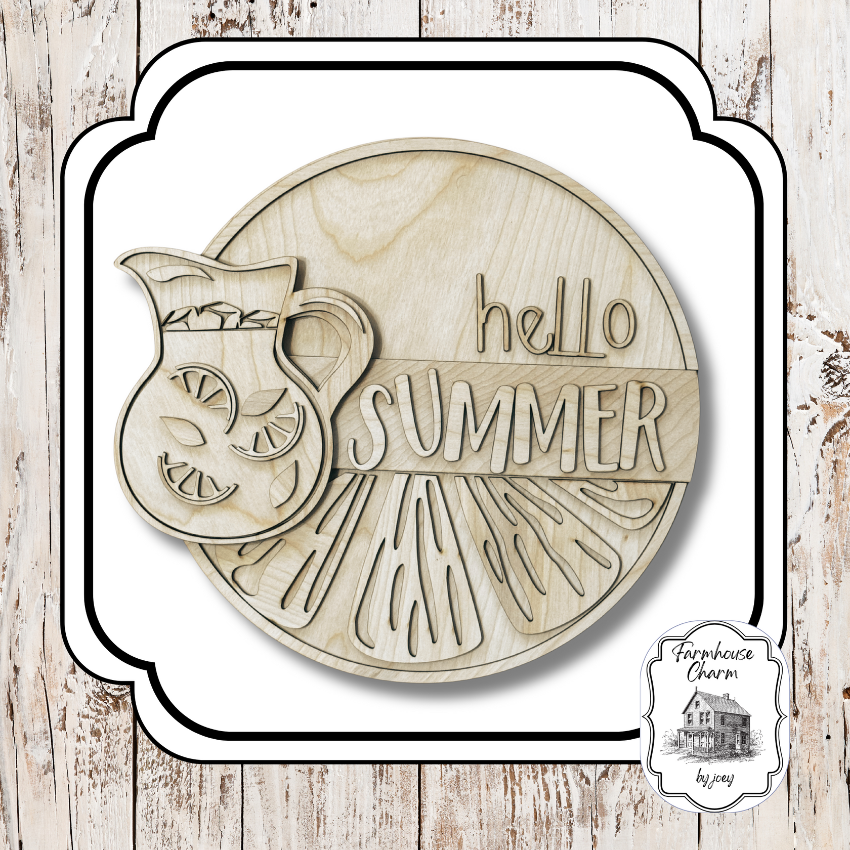 Hello Summer Lemonade Round – DIY Wood Kit | 1/4" Birch Laser Cut – The ...