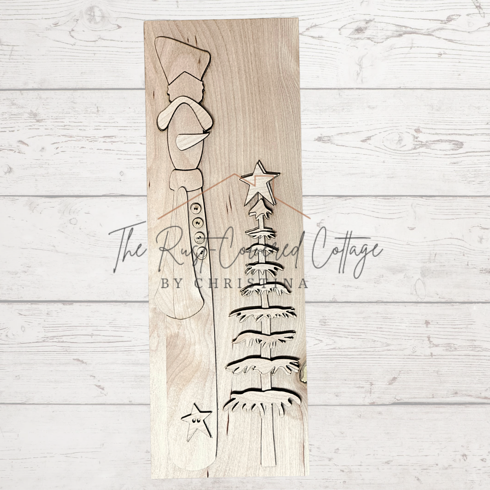 Primitive Snowman with Tree DIY Wood Kit – Rustic Winter Craft – 16” x ...
