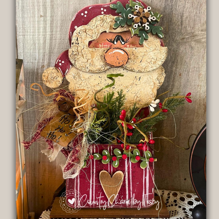 Prim Santa Pocket DIY Wood Kit – Holiday Craft Shelf Decor – The Rust ...