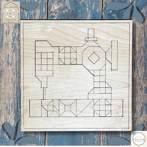 Sewing Machine Quilt Block - Laser-Cut DIY Wood Kit, 10.5"x10.5", Birc ...