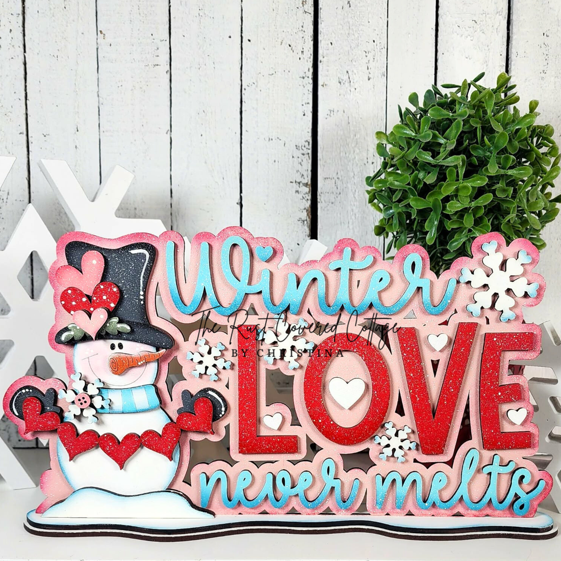 Winter Love Word Art DIY | Layered Valentine Snowman Decor – The Rust ...