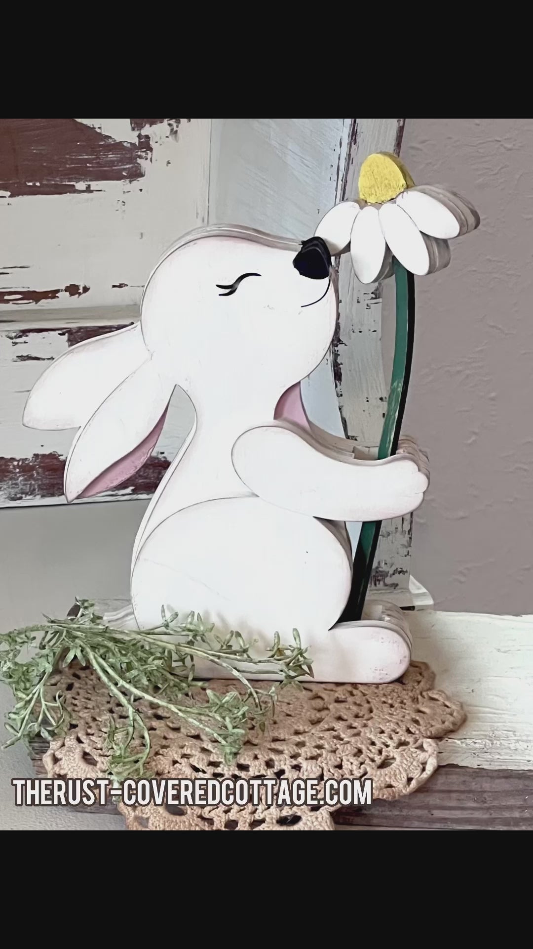 Bunny with Flower shelf sitter – The Rust-Covered Cottage, LLC